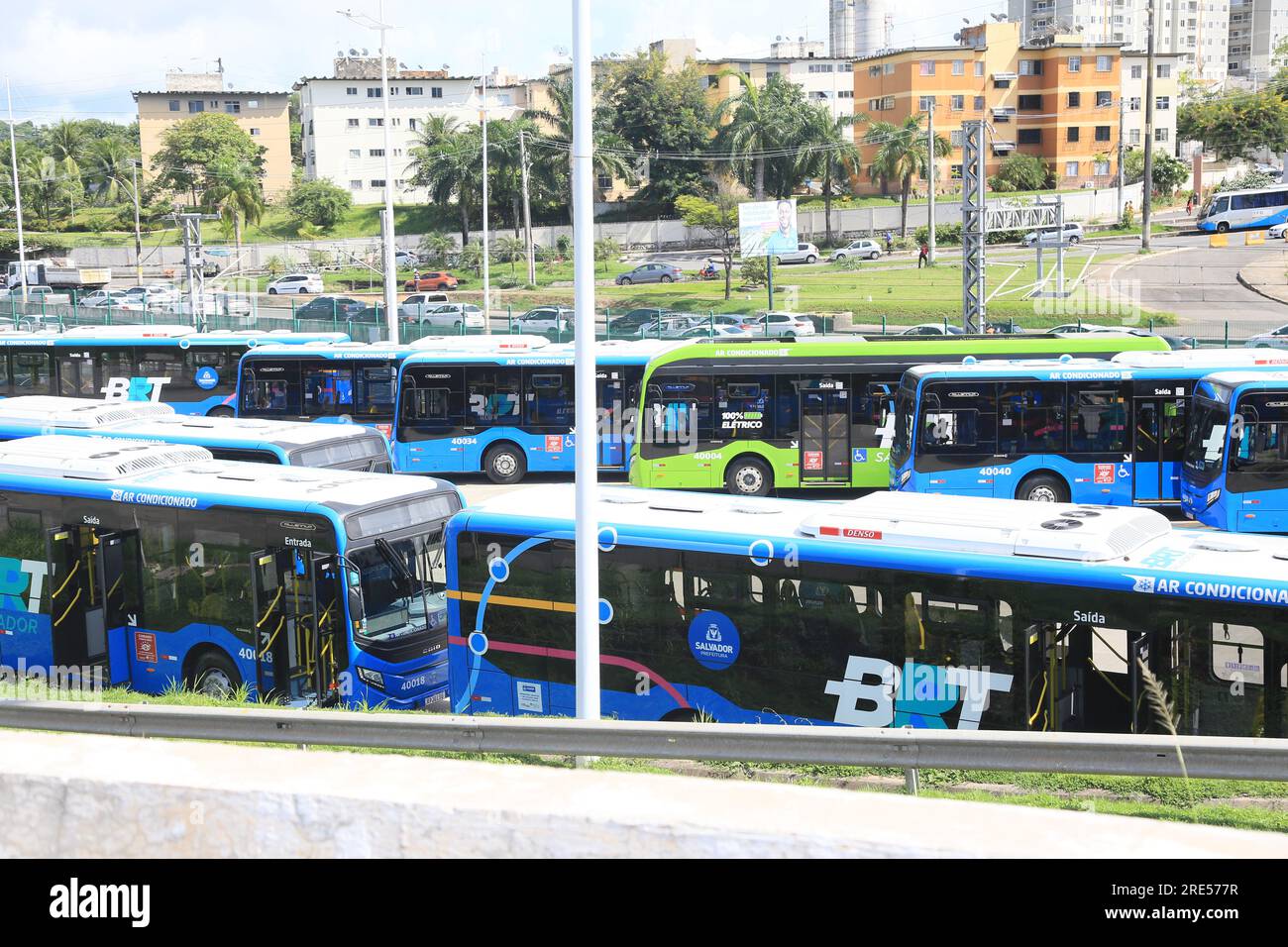 salvador, bahia, brazil - may 17, 2023: bus of the BRT transport system ...