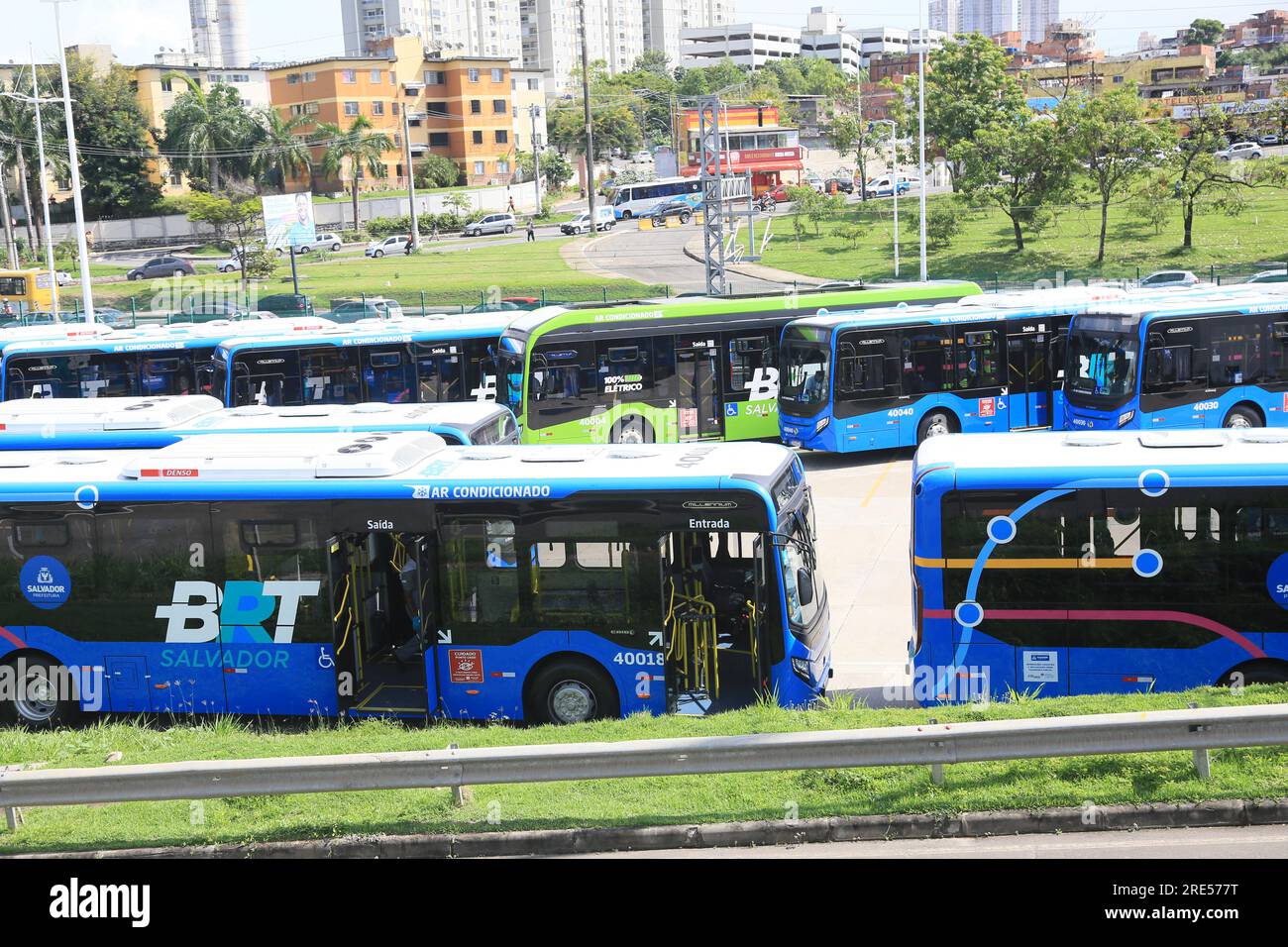 salvador, bahia, brazil - may 17, 2023: bus of the BRT transport system ...