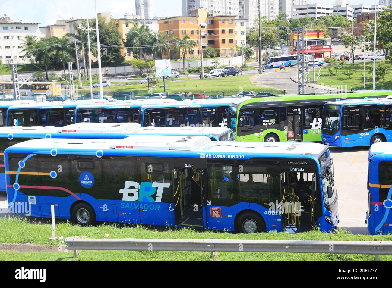 salvador, bahia, brazil - may 17, 2023: bus of the BRT transport system ...