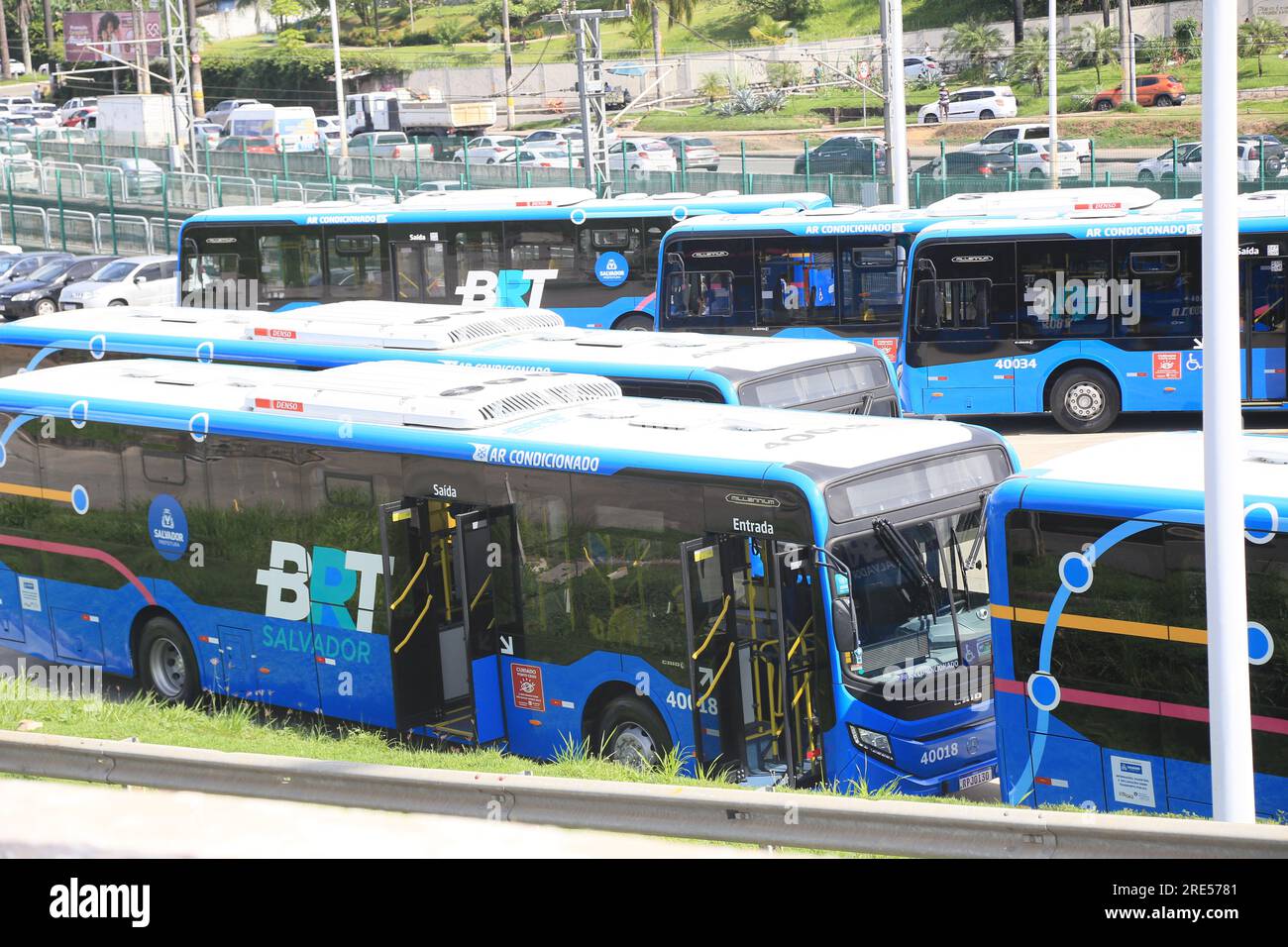 salvador, bahia, brazil - may 17, 2023: bus of the BRT transport system ...