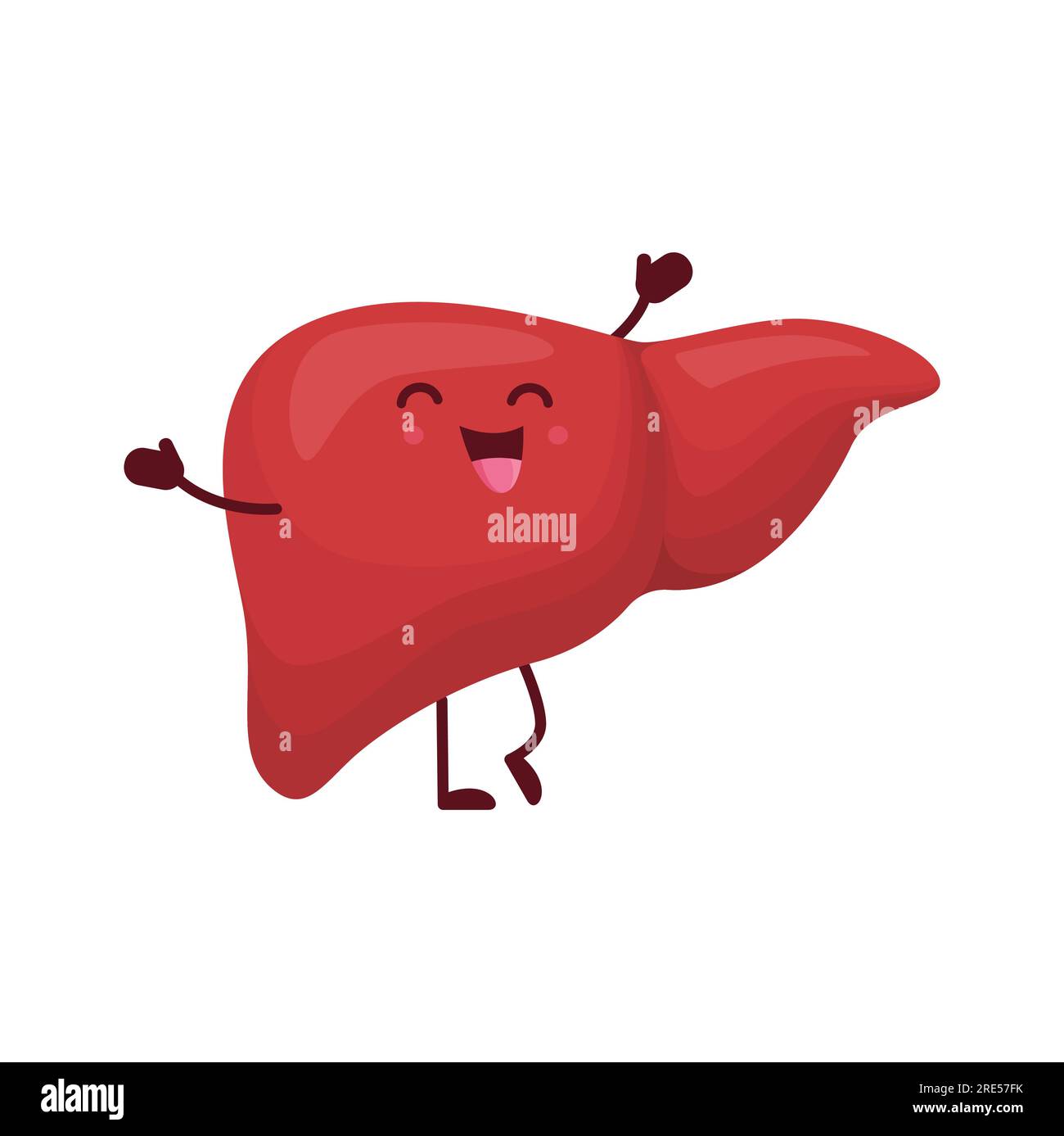 Cartoon liver human body organ character. Cheerful vector healthy ...