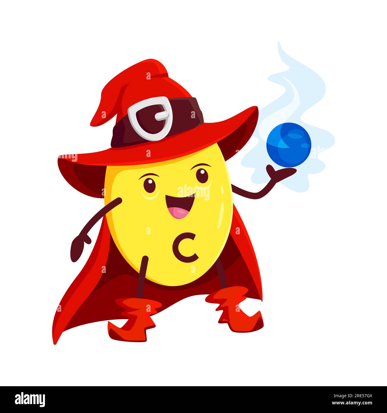 Cartoon vitamin C wizard character. Vector ascorbic acid micronutrient ...