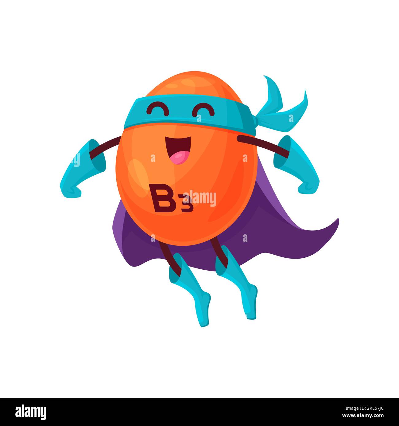 Cartoon B3 vitamin superhero character. Vector flying niacin ...