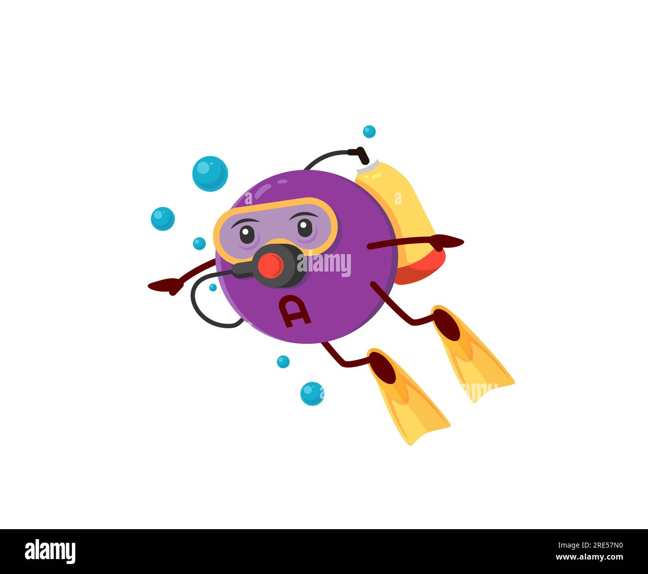 Cartoon vitamin E diver character. Micronutrient tablet, food ...