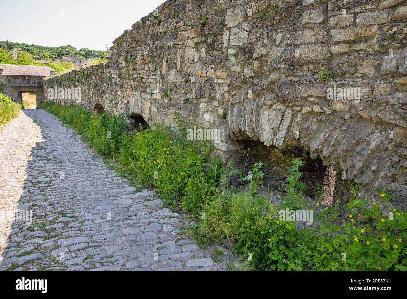 Old stone medieval walls in Kamianets-Podilskyi fortress, Ukraine. It ...