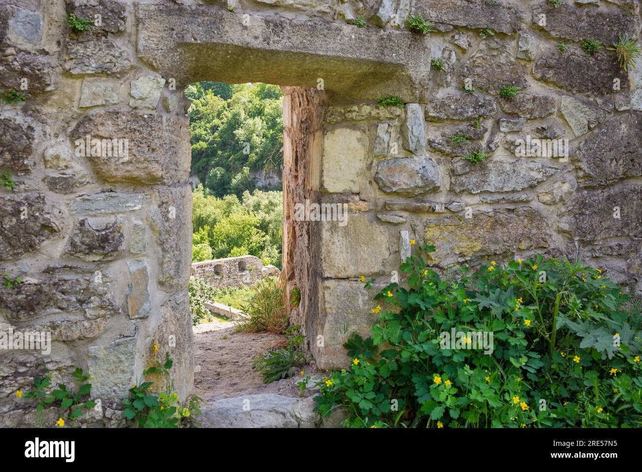 Old stone medieval walls in Kamianets-Podilskyi fortress, Ukraine. It ...