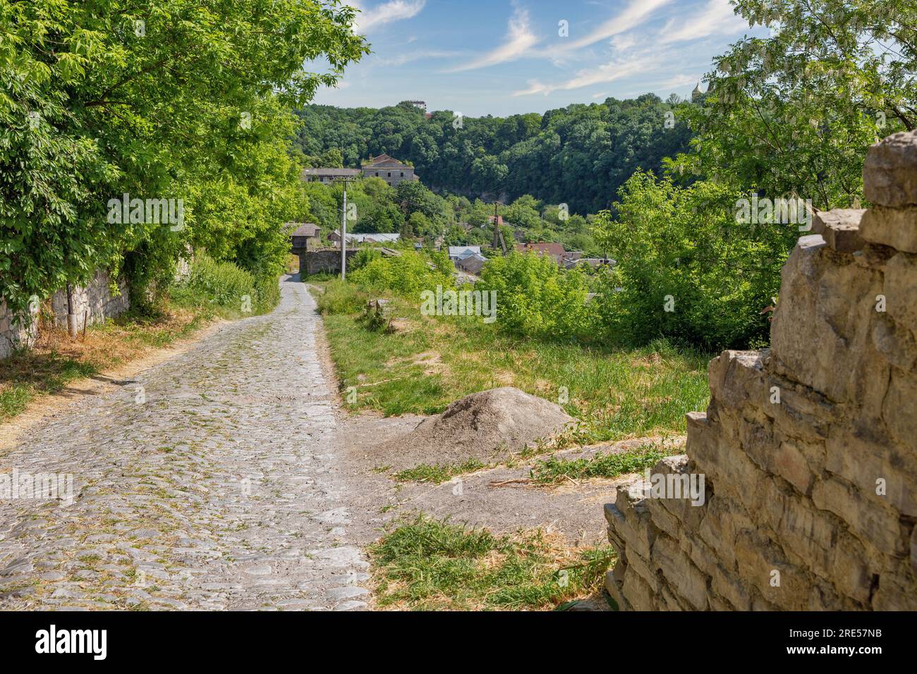 Old stone medieval walls in Kamianets-Podilskyi fortress, Ukraine. It ...