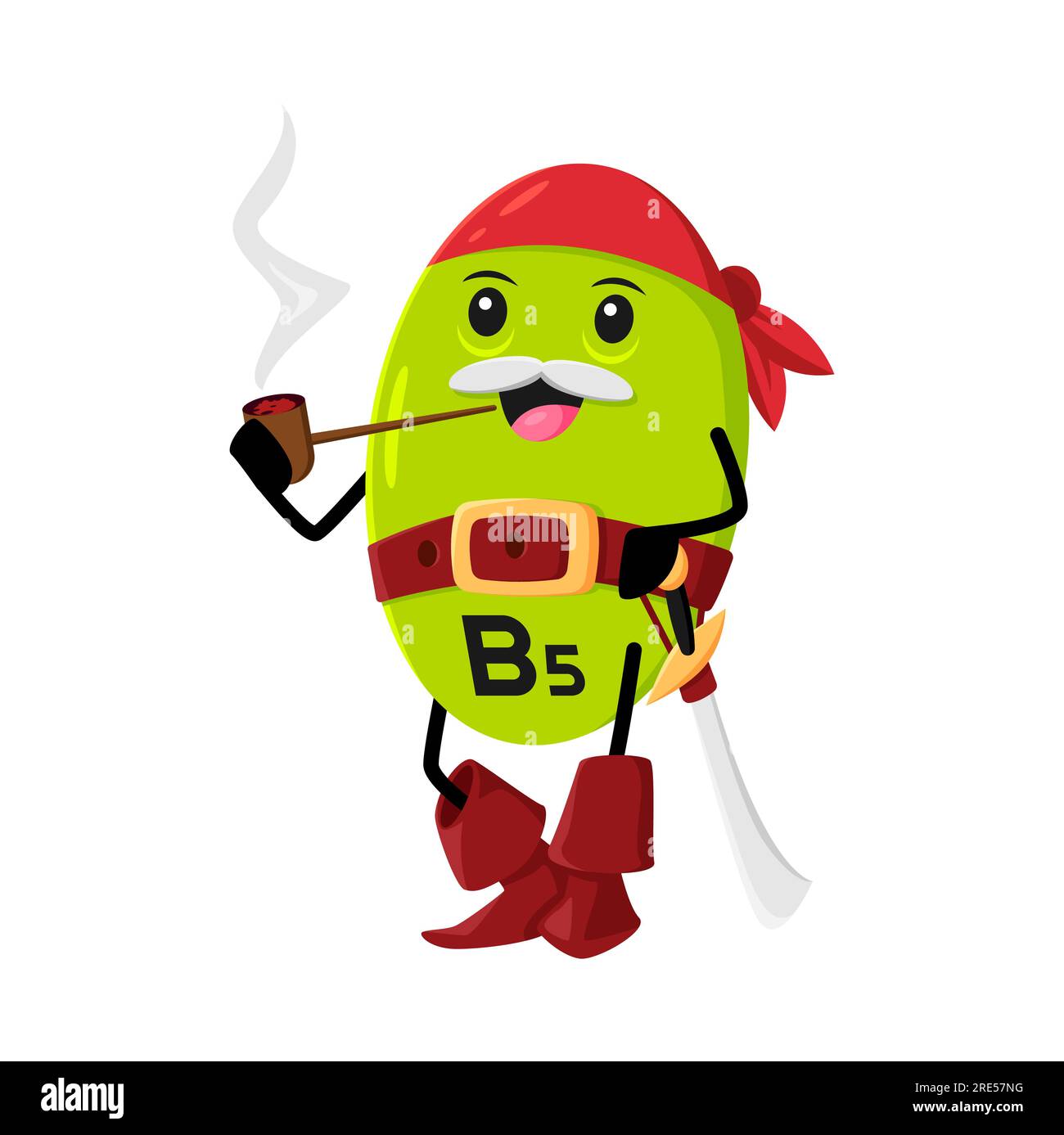 Cartoon B5 vitamin, Pantothenic Acid micronutrient pirate or corsair ...