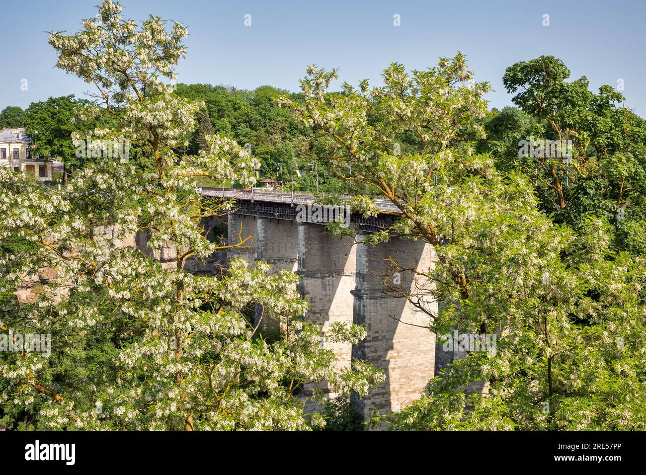 The Novoplanovsky bridge over the Smotrytsky canyon in Kamianets ...