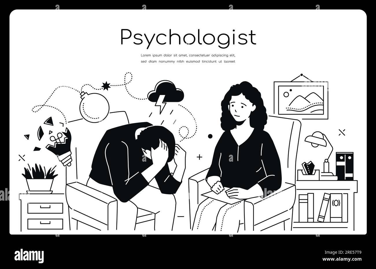 Psychologist - modern line design style web banner Stock Vector Image ...