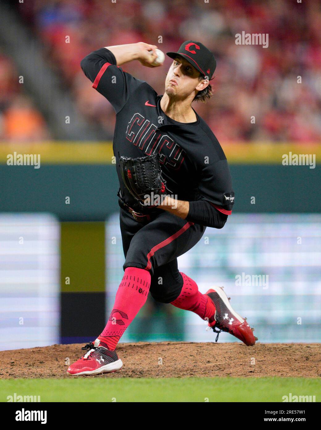 Cincinnati Reds relief pitcher Lucas Sims throws during a baseball game ...