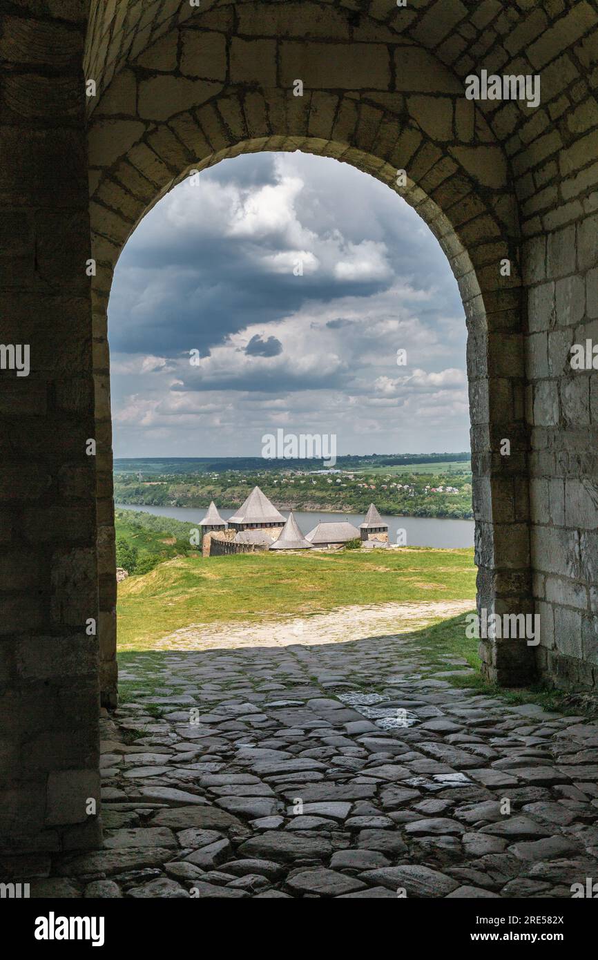 Khotyn Fortress and river Dniester. It is a medieval fortification ...