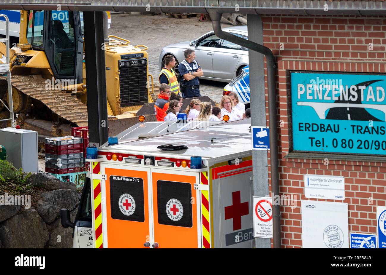 Weyarn, Germany. 25th July, 2023. An ambulance stands in the driveway ...