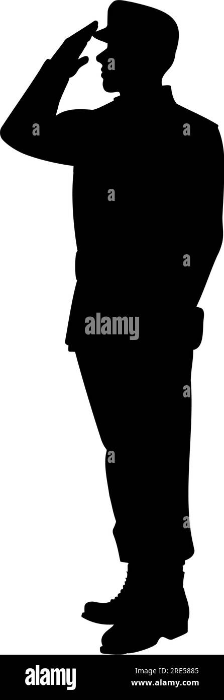 Army soldier giving salute silhouette. Vector illustration Stock Vector ...