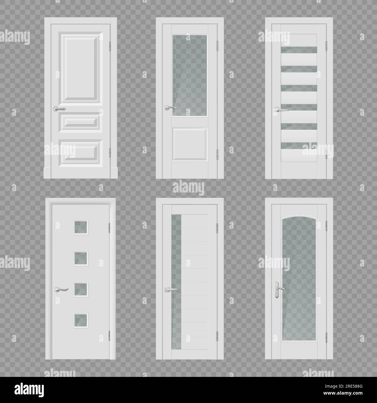 White interior door realistic mockups of vector room entrances and ...