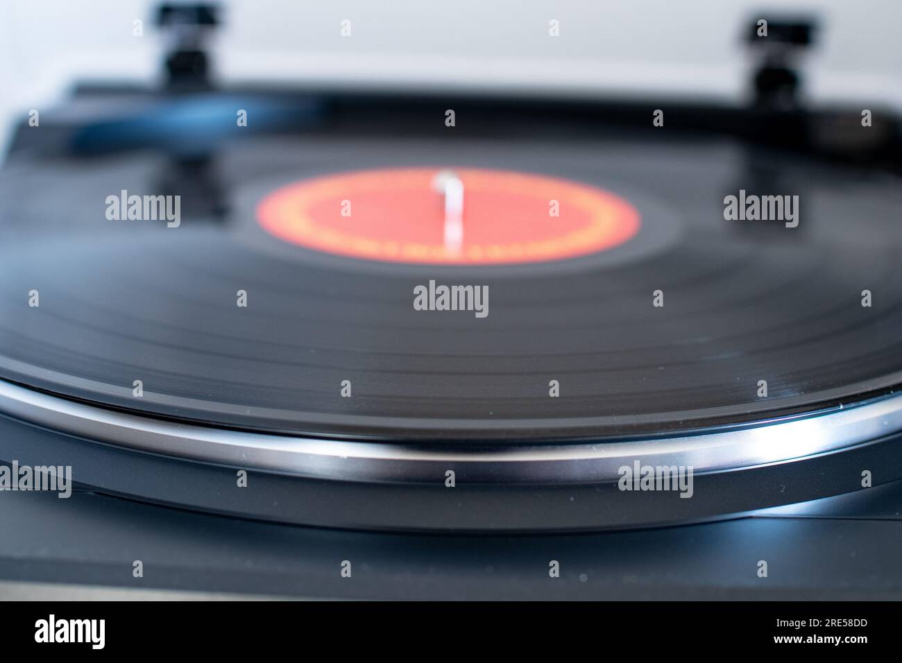 Vinyl plate. Vintage record player for black vinyl, black platter Stock ...