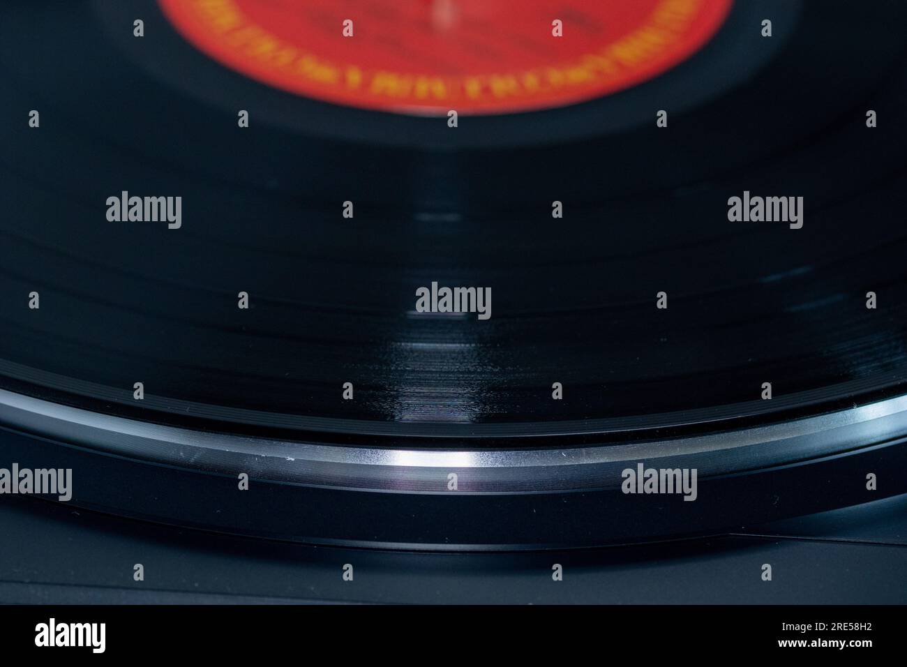 Vinyl plate. Vintage record player for black vinyl, black platter Stock ...