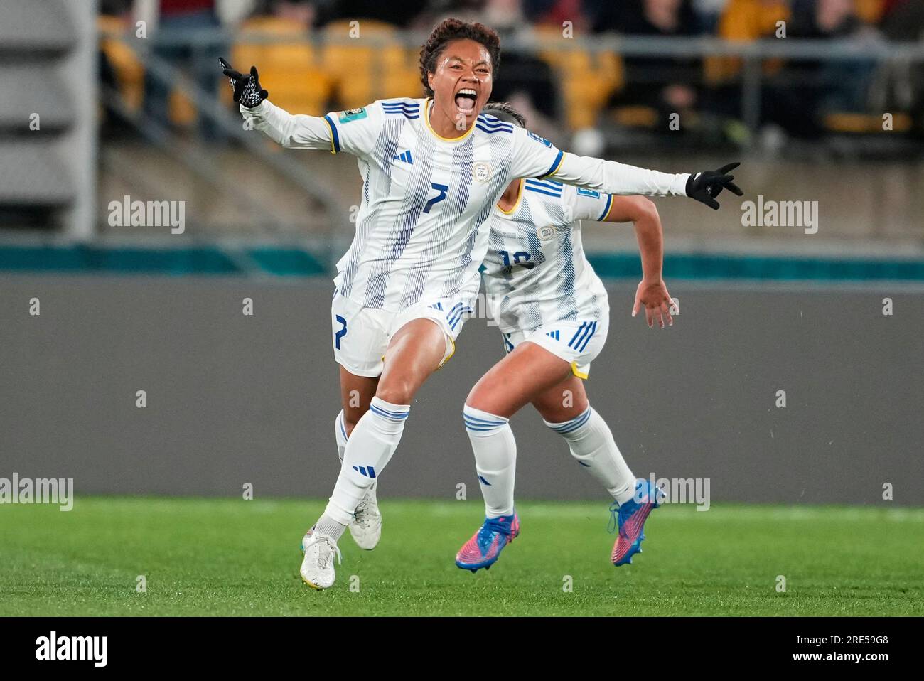 Philippines' Sarina Bolden reacts after scoring her team's first goal ...