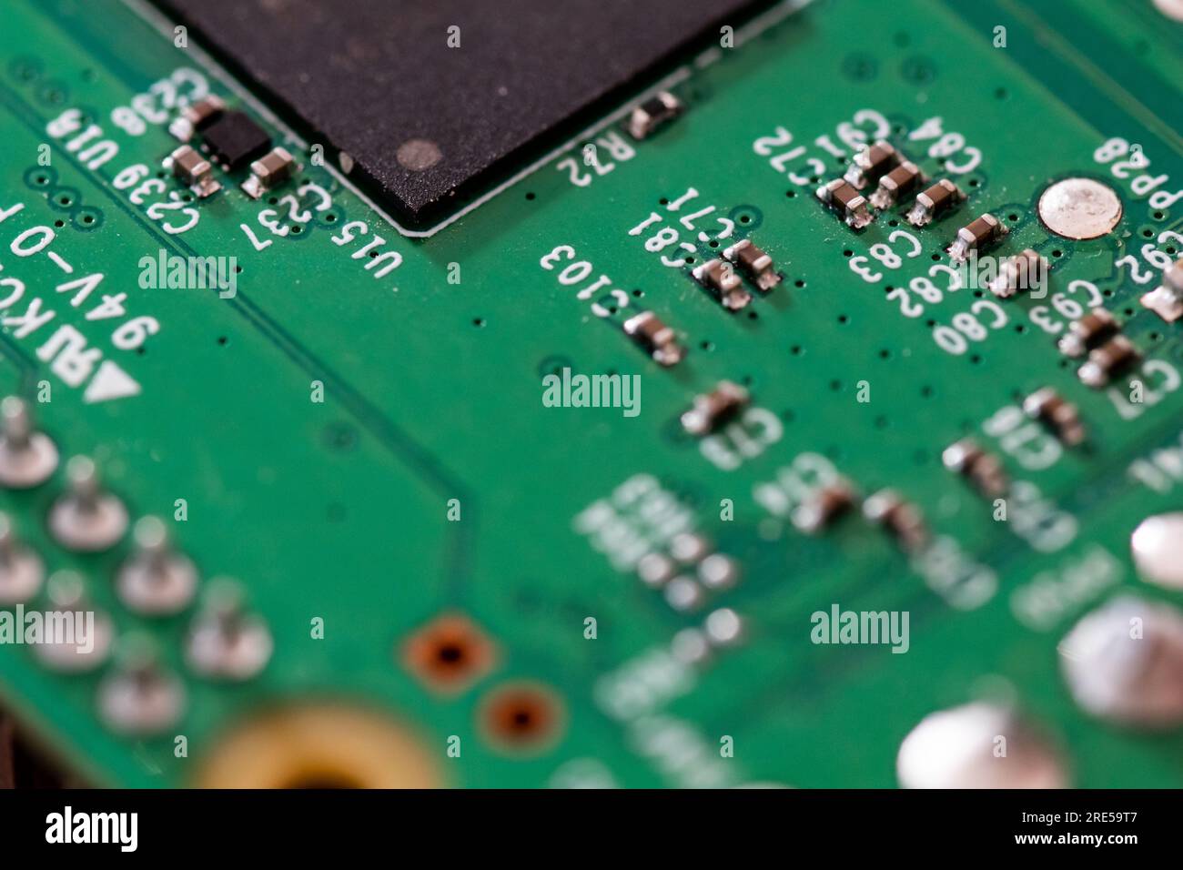 Electronic board for spare parts, macro detail of electronic components ...