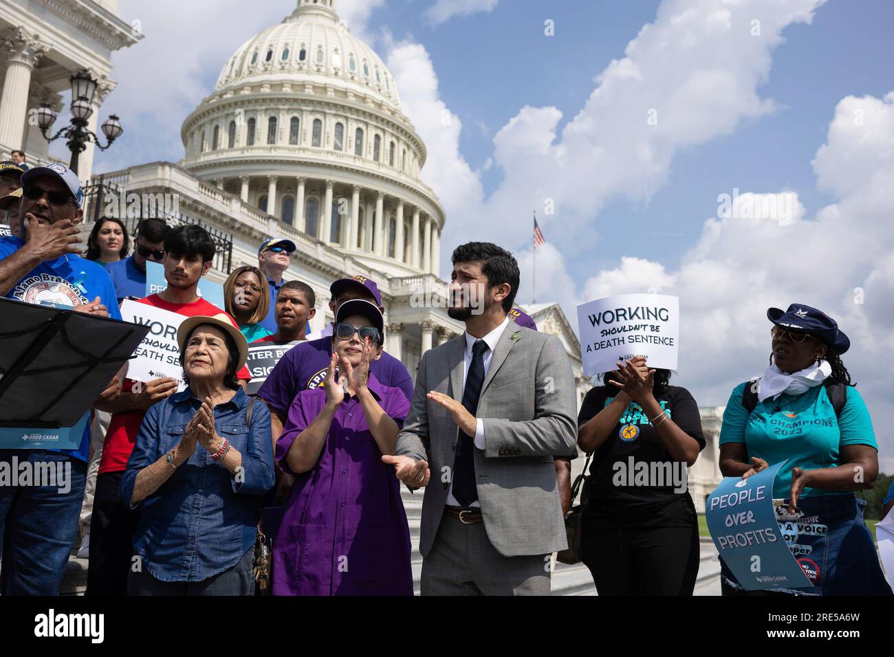 Rep. Greg Casar (D-Texas) rallies with advocates as part of his all-day ...