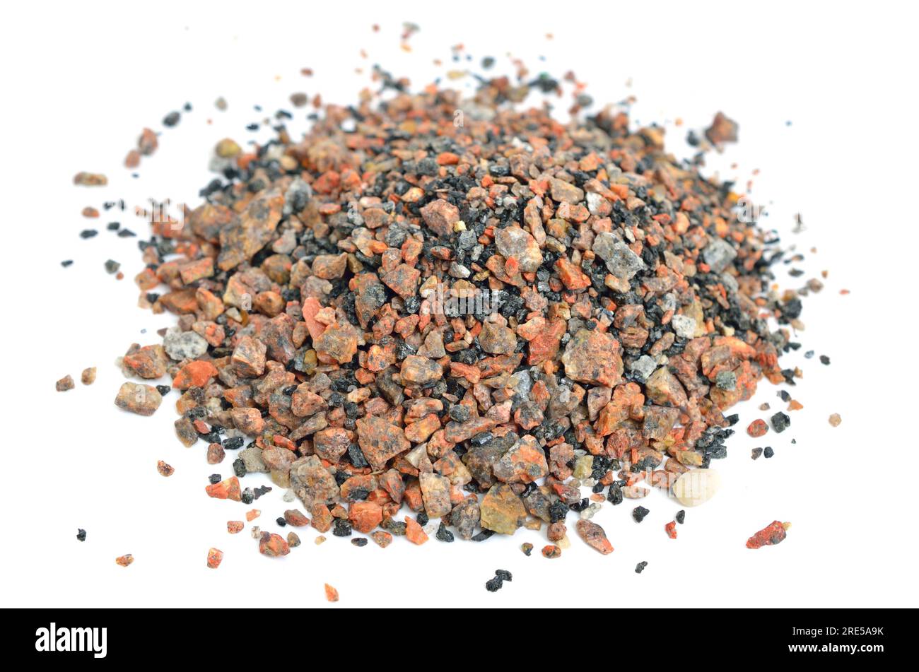 Pile of granite screenings. Isolated on white background Stock Photo ...
