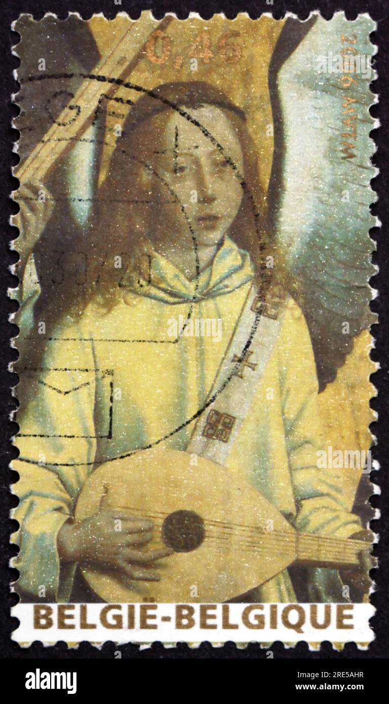 BELGIUM - CIRCA 2006: a stamp printed in Belgium shows angel playing ...