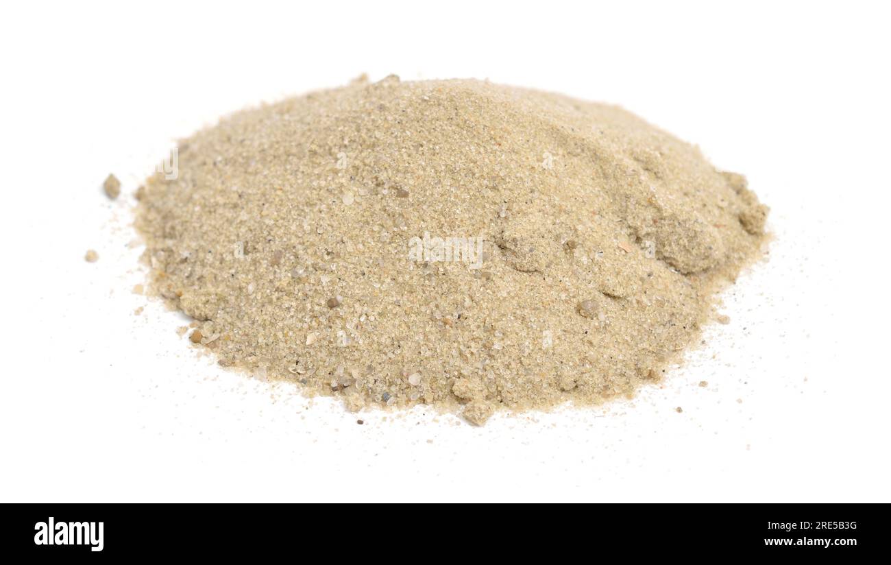 Heep of river sand isolated on white background Stock Photo - Alamy