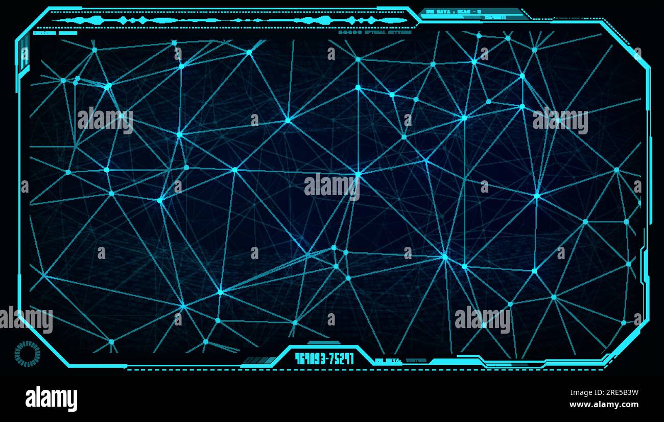 Futuristic UI HUD big data network in digital display or screen monitor ...