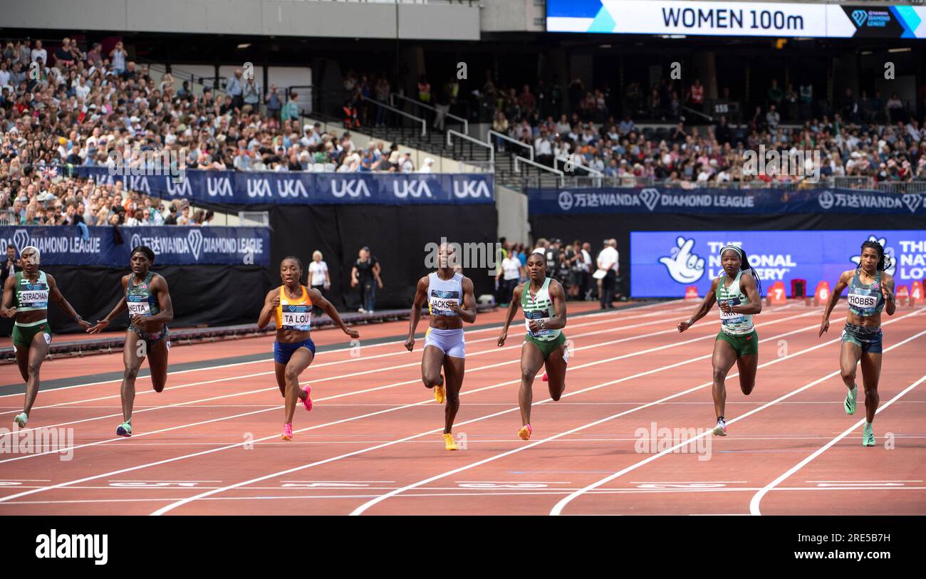 Women’s 100m final at the Wanda Diamond League London Event, London ...