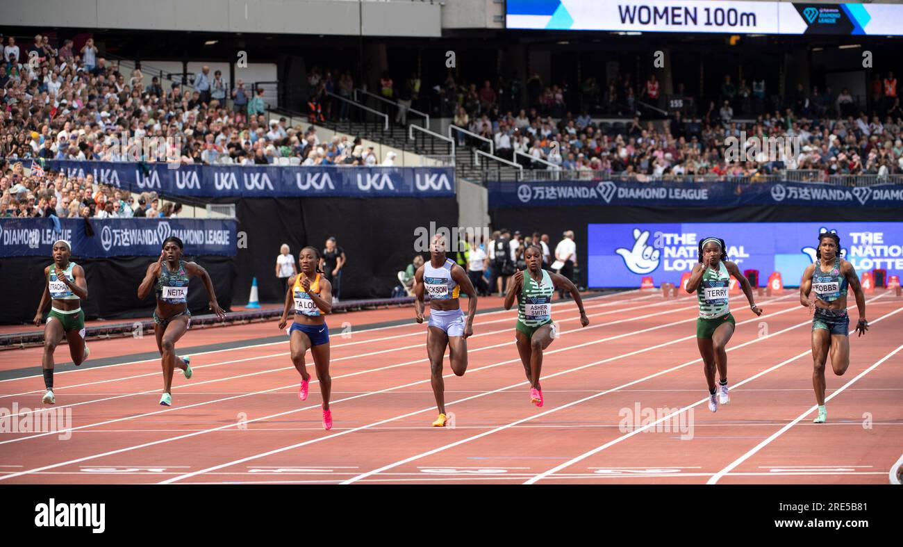 Women’s 100m final at the Wanda Diamond League London Event, London ...