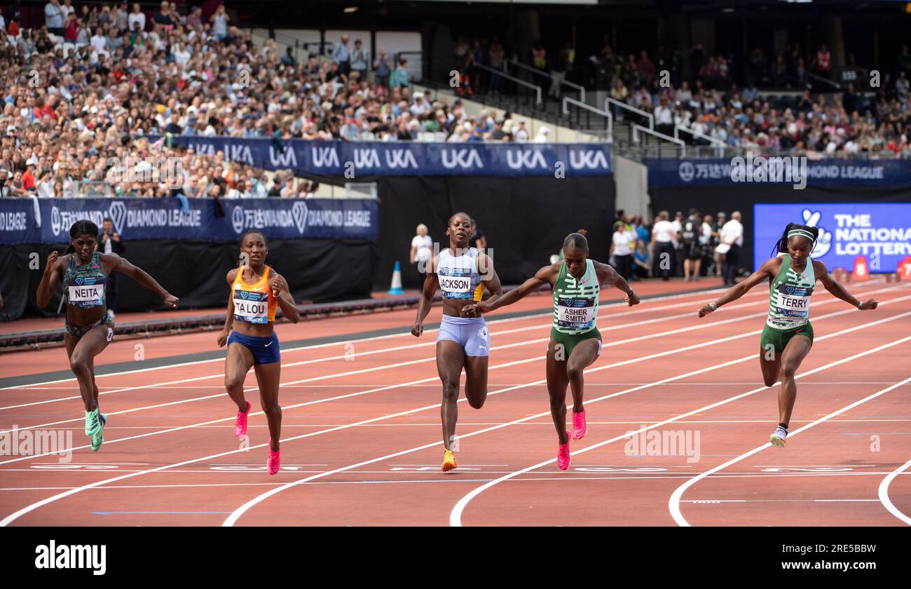 Women’s 100m final at the Wanda Diamond League London Event, London ...
