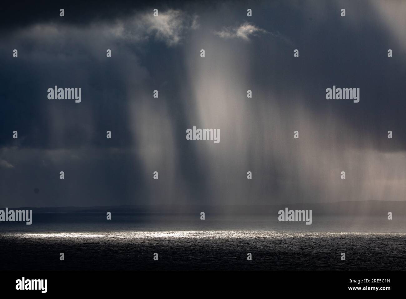 Incoming squall (rainstorm) on the sea between the Isle of Mull and ...