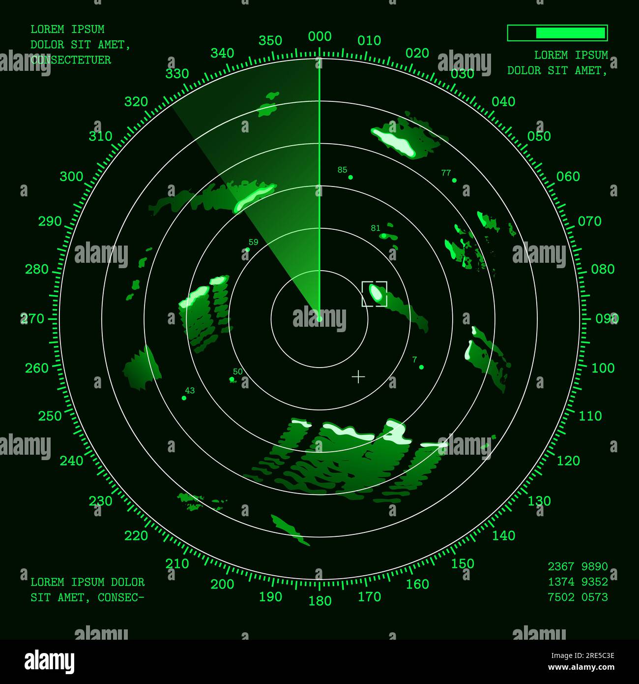 Ship radar screen or military sonar digital display with vector targets ... Ship radar screen or military sonar digital display with vector targets ...