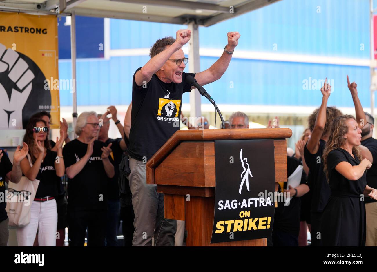 Actor Bryan Cranston speaks during the SAG-AFTRA "Rock the City for a ...