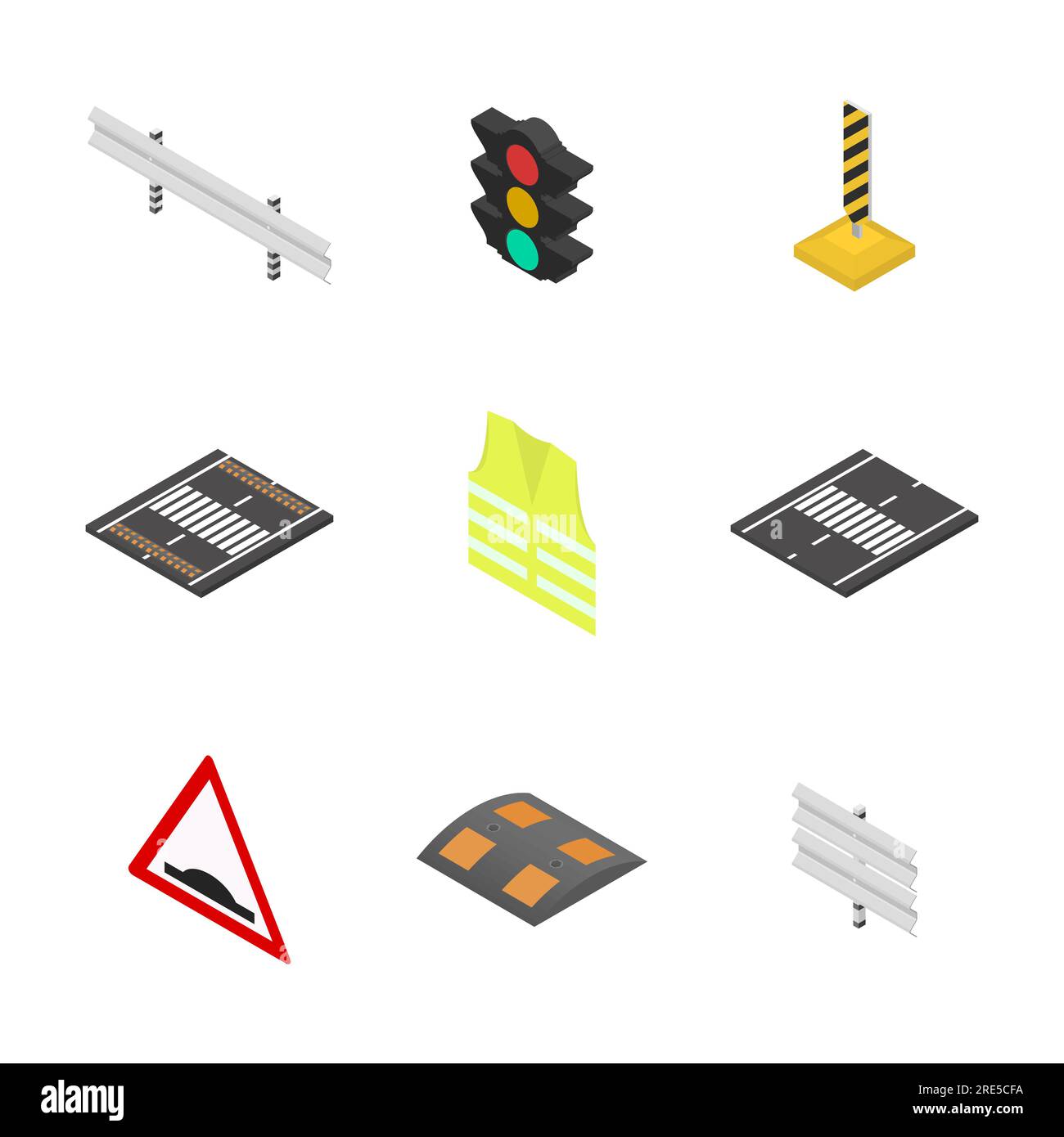 Set of different signs road repairs, isolated on white background ...