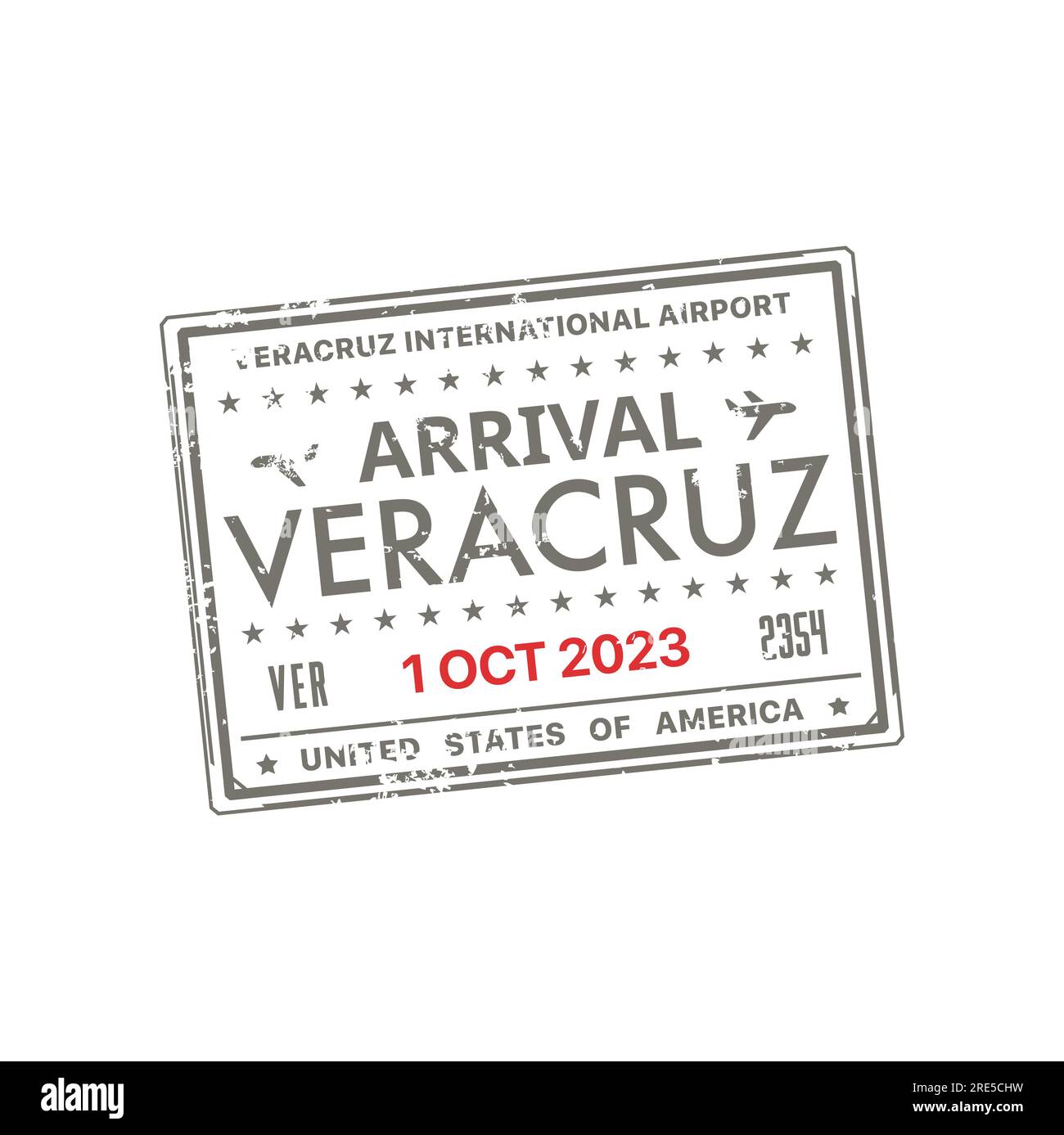 International Travel Visa Passport Stamp To Veracruz City Of Mexico Vector International