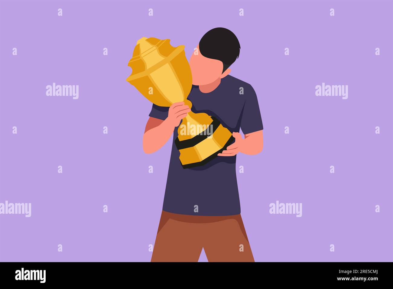 Cartoon flat style drawing happy young male athlete wearing jersey ...