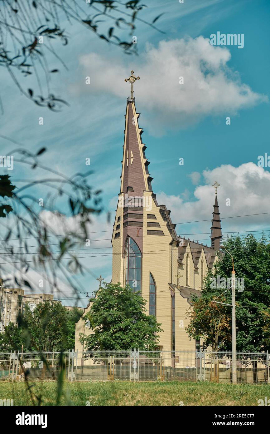 New city town Roman catholic church architecture near the bridge over ...