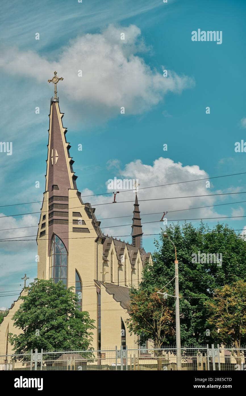New city town Roman catholic church architecture near the bridge over ...