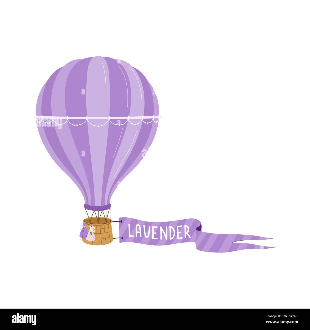 Hot air balloon basket with lavender banner, France retro travel ...