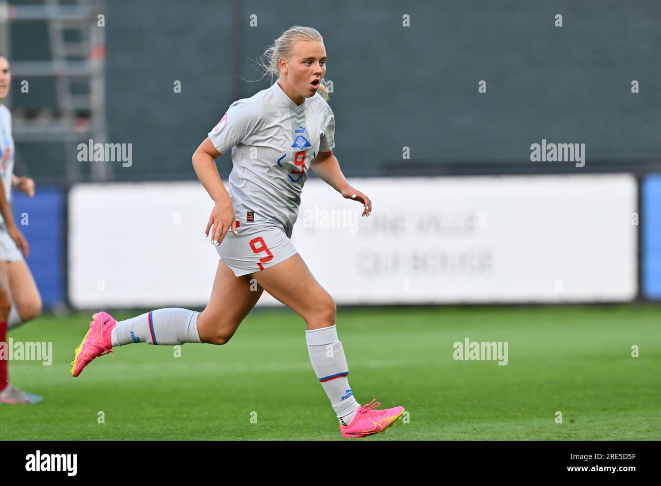 Tubize, Belgium. 24th July, 2023. Emelia Oskarsdottir (9) of Iceland ...