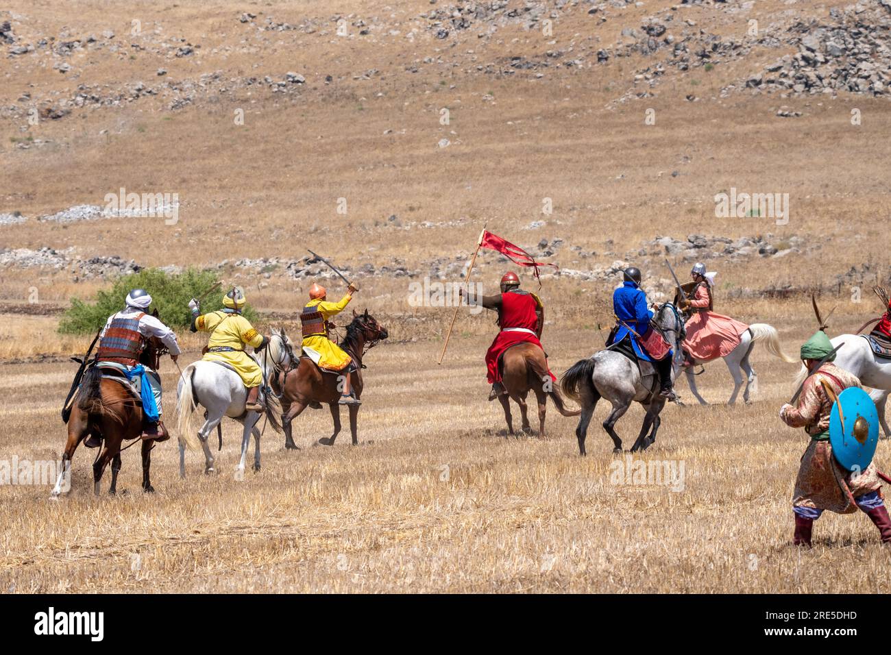 Reenactment of the Battle of Horns of Hattin.Clad in 12th century-style ...