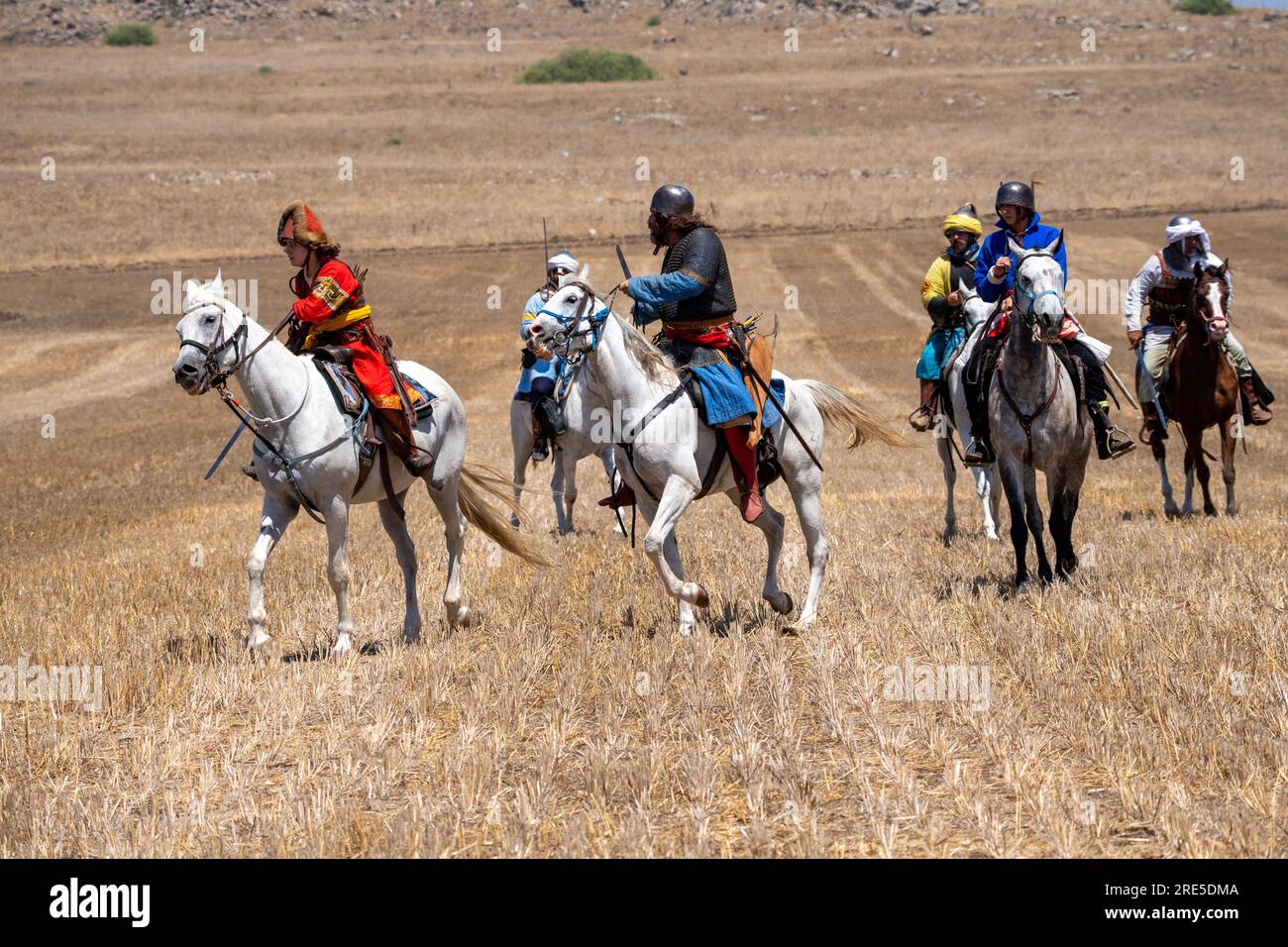 Reenactment of the Battle of Horns of Hattin.Clad in 12th century-style ...