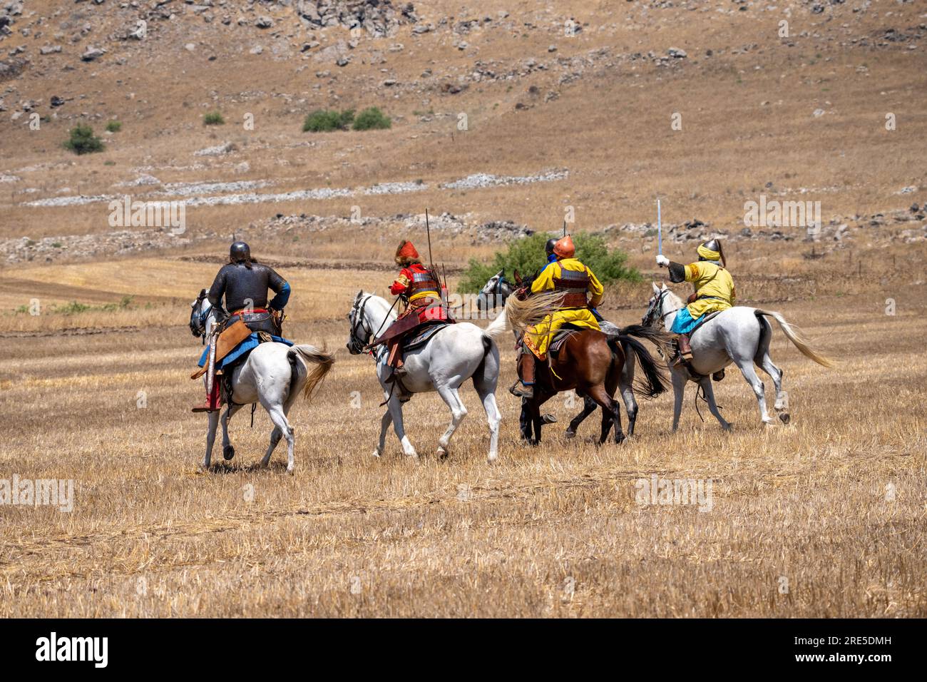 Reenactment of the Battle of Horns of Hattin.Clad in 12th century-style ...