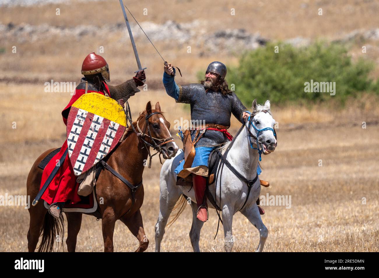 Reenactment of the Battle of Horns of Hattin.Clad in 12th century-style ...