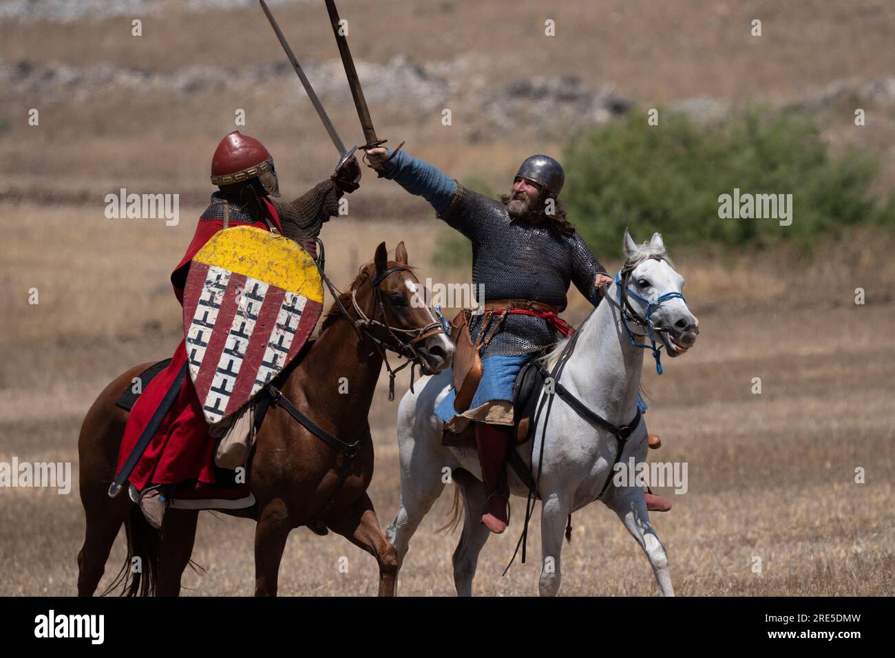 Reenactment of the Battle of Horns of Hattin.Clad in 12th century-style ...