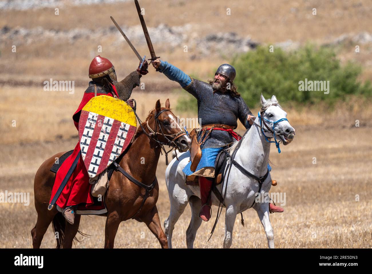 Reenactment of the Battle of Horns of Hattin.Clad in 12th century-style ...