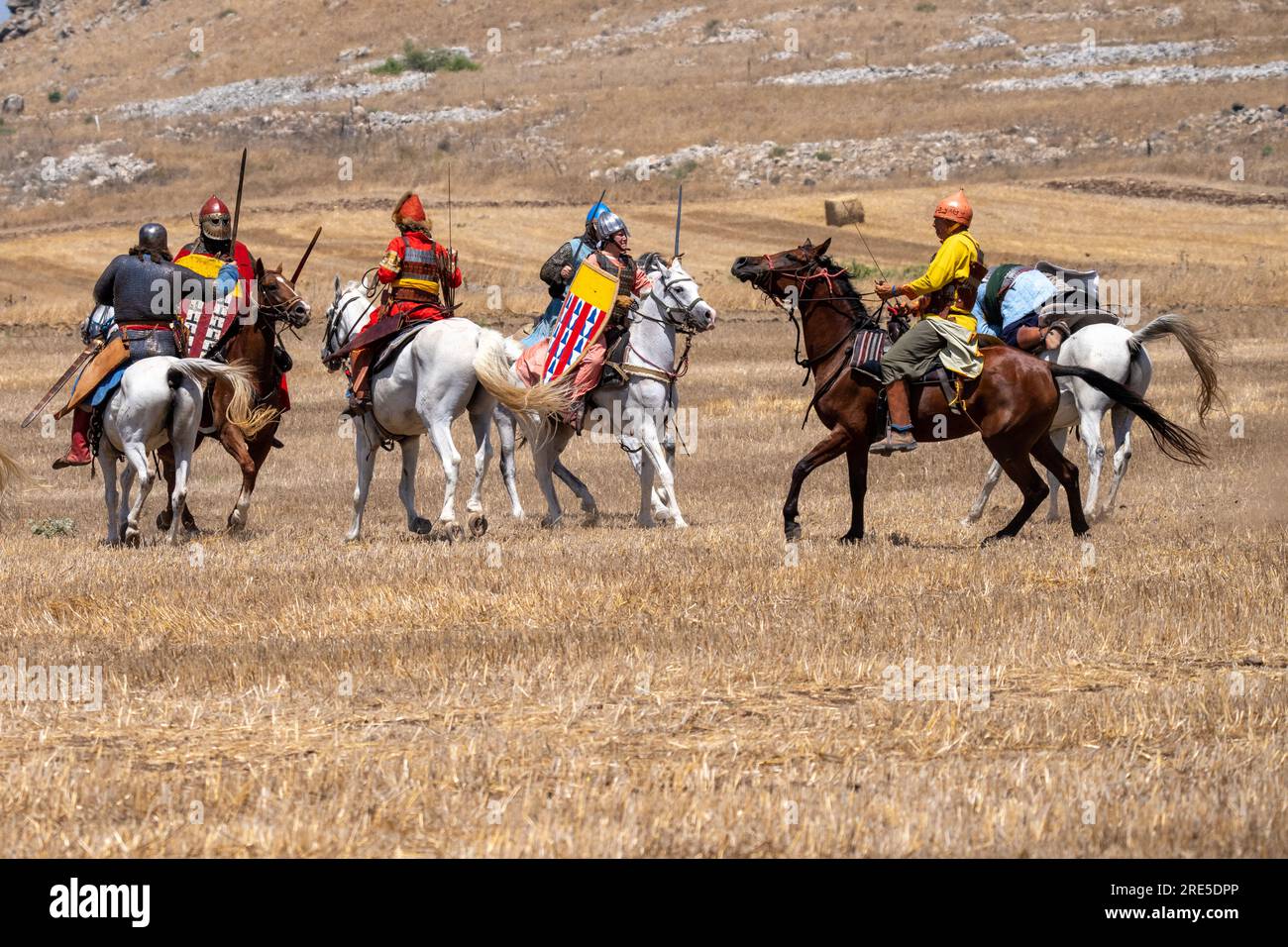 Reenactment of the Battle of Horns of Hattin.Clad in 12th century-style ...