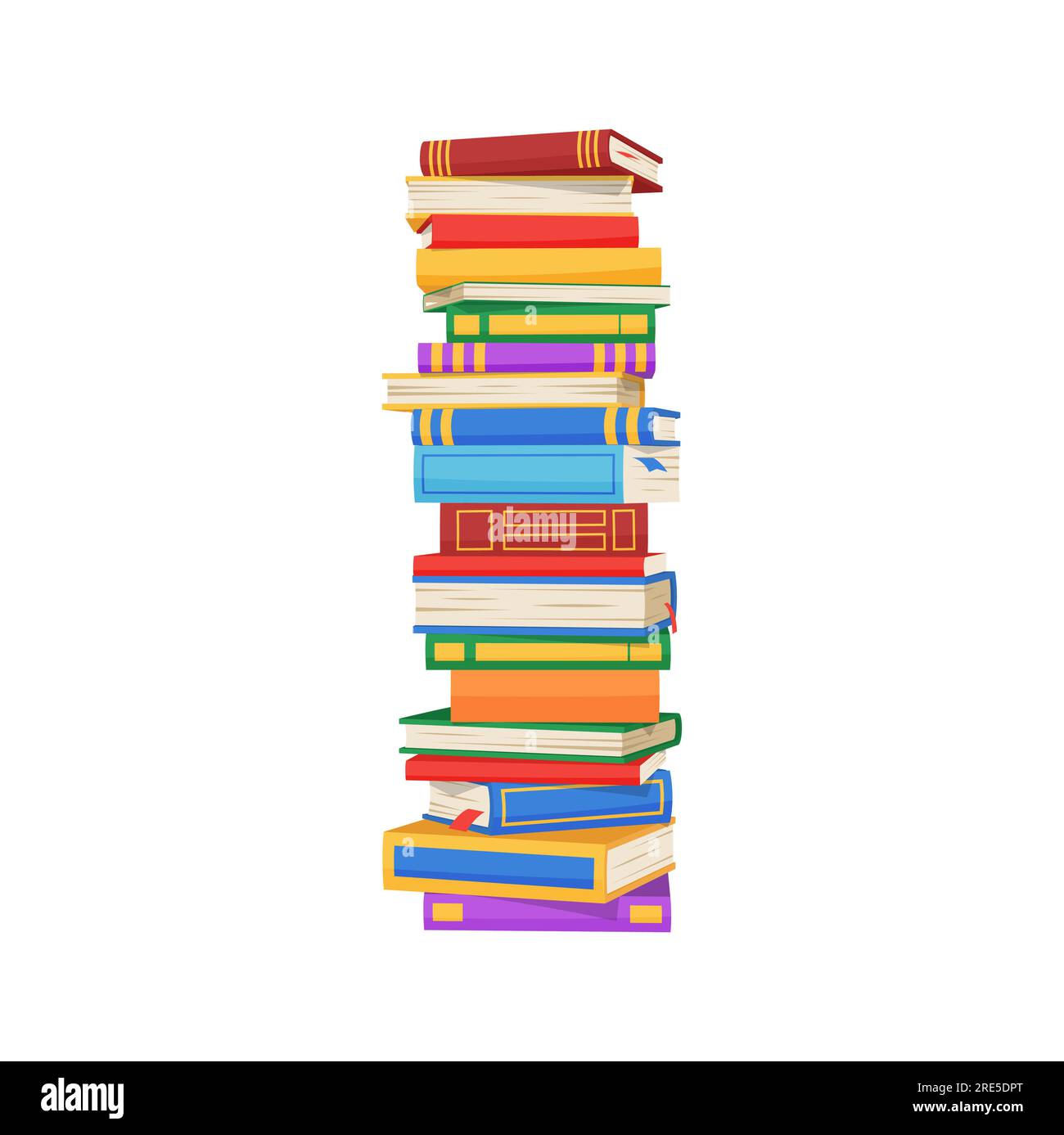 Stack Of Books Isolated High Pile Of Textbooks In Color Covers Vector
