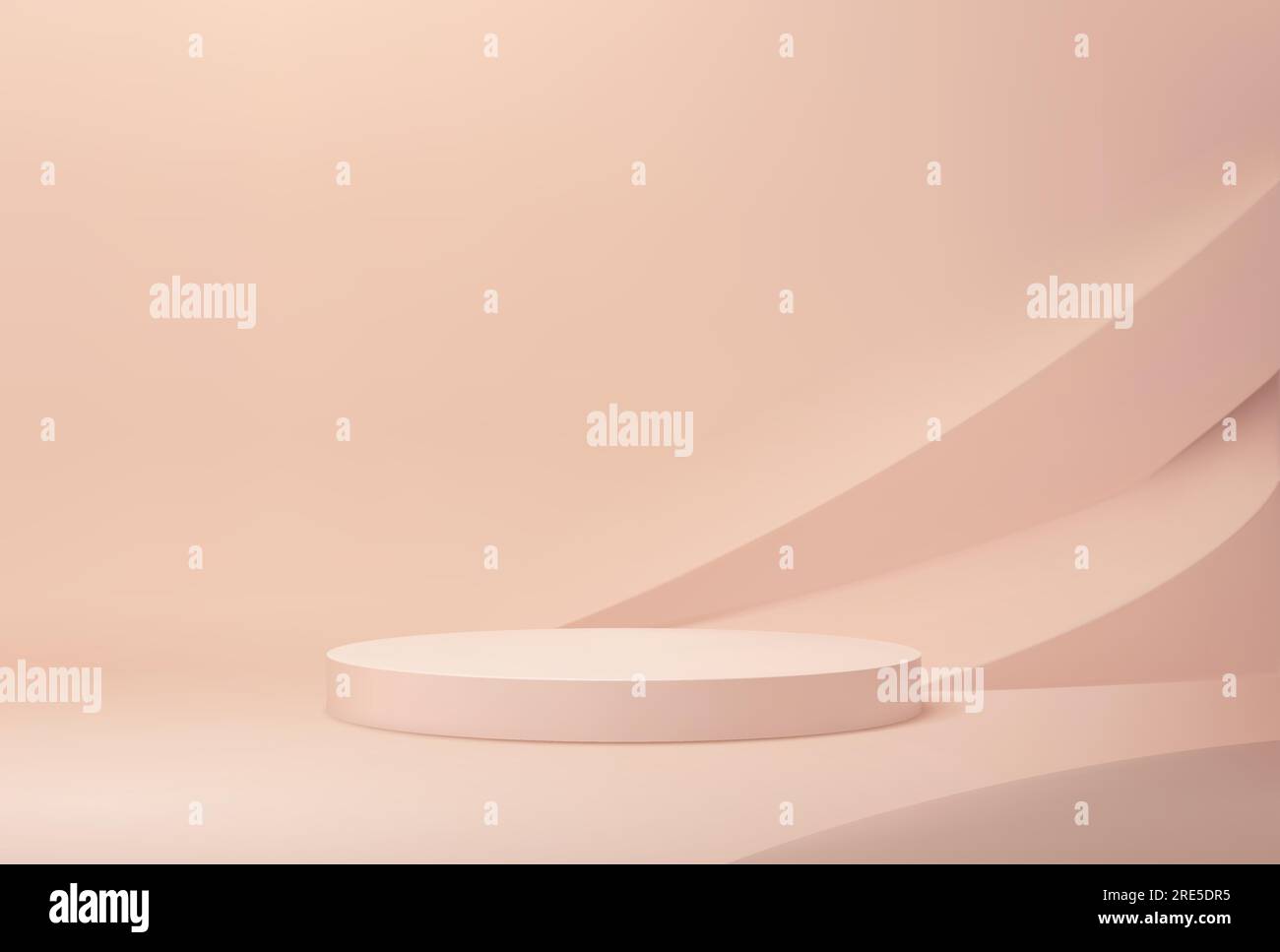 Beige or coral round podium with palm leaves. Cosmetics product ...